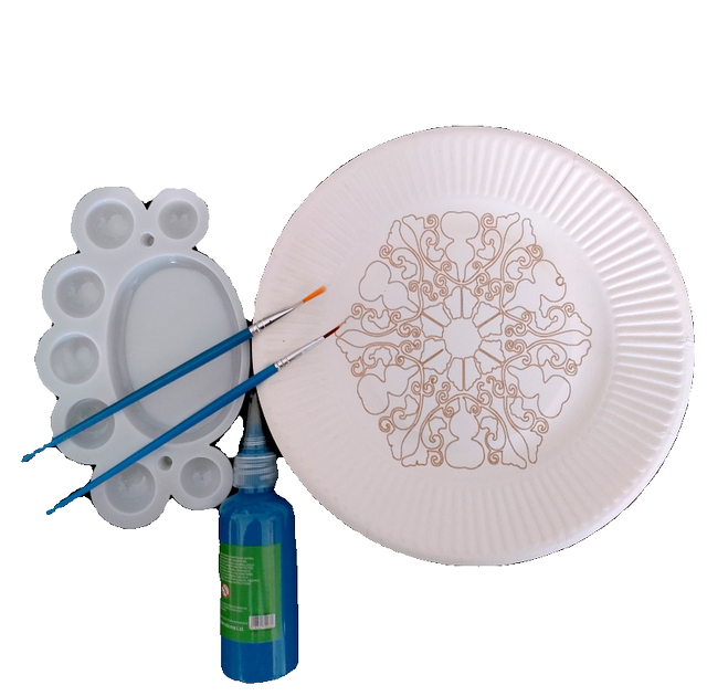 diy paper textured plate blue and white porcelain plate children's ...