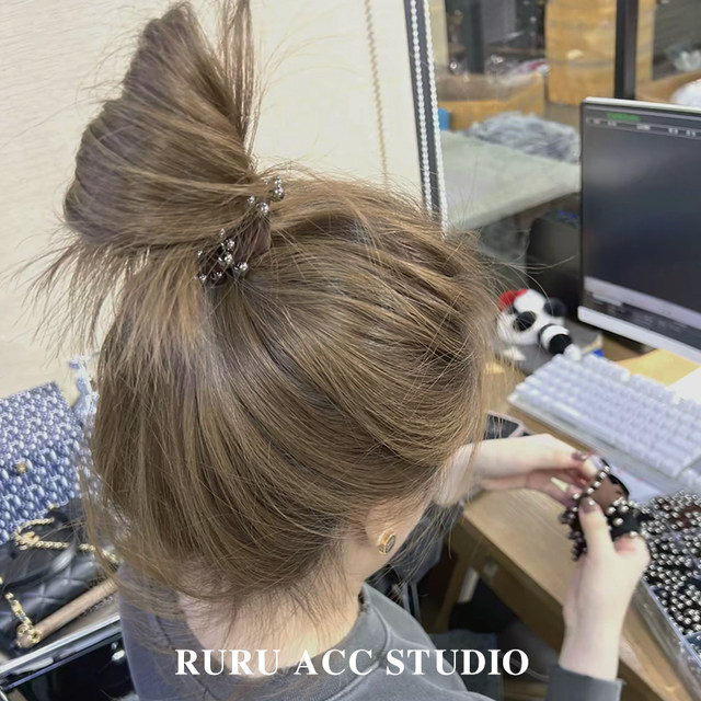 Hair 2 hairs, seamless widened beaded hair rope, super elastic high ...