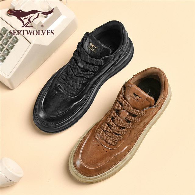 Septwolves men's thick-soled shoes 2024 winter new casual leather shoes ...