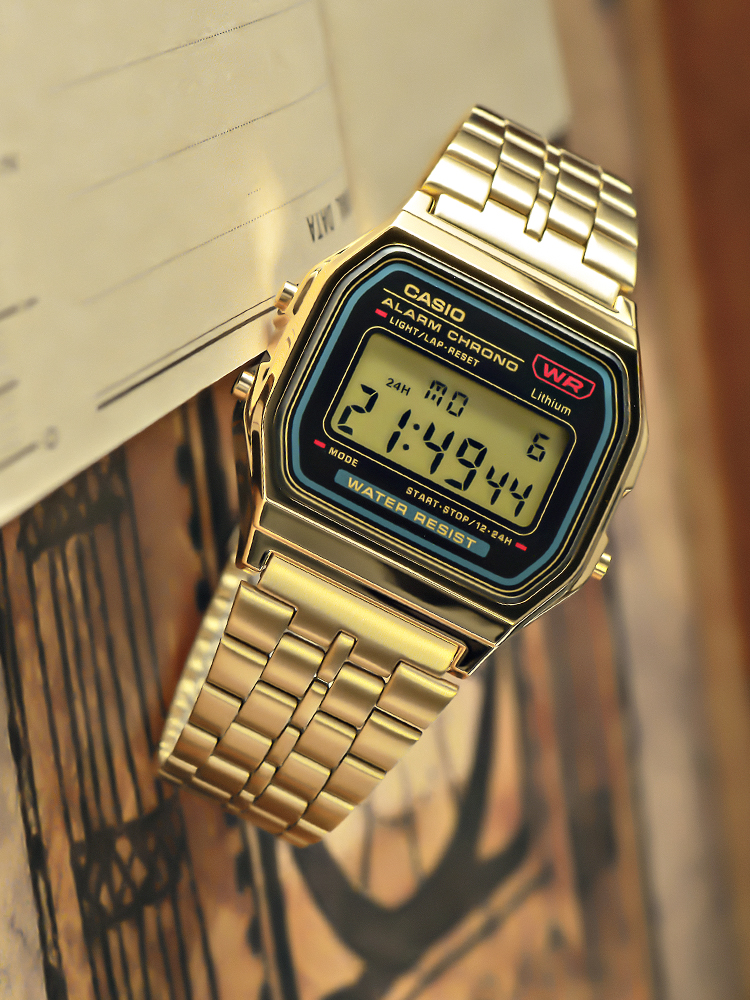 Reloj Digital Casio A158WA-1DF - Acero Inoxidable, Tono Dorado