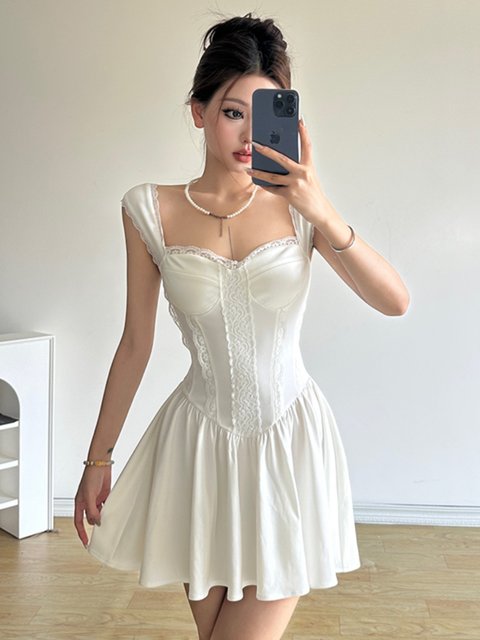 Amyway pure and retro small white lace lace chest-shaped suspender ...