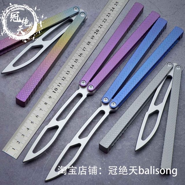 THEONE Yaxian butterfly knife with one-piece titanium handle serif ...