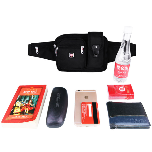 Men's waist bag travels multi -layer, multi -function, large -capacity large -capacity cash ...