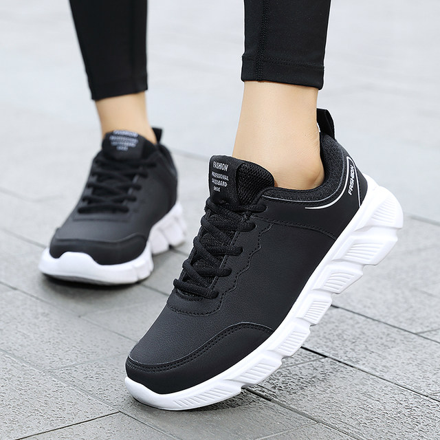 Spring brand women's shoes sneakers leather waterproof light running ...