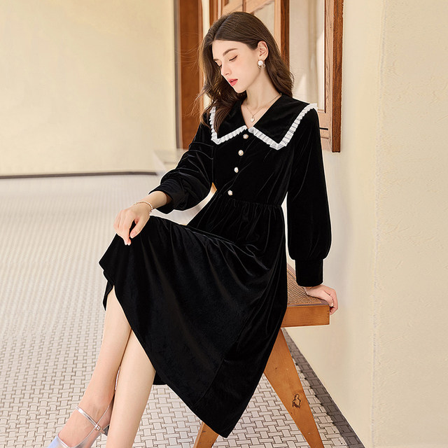 Her pool waist dress 2025 spring new women's Hepburn Hepburn wind ...