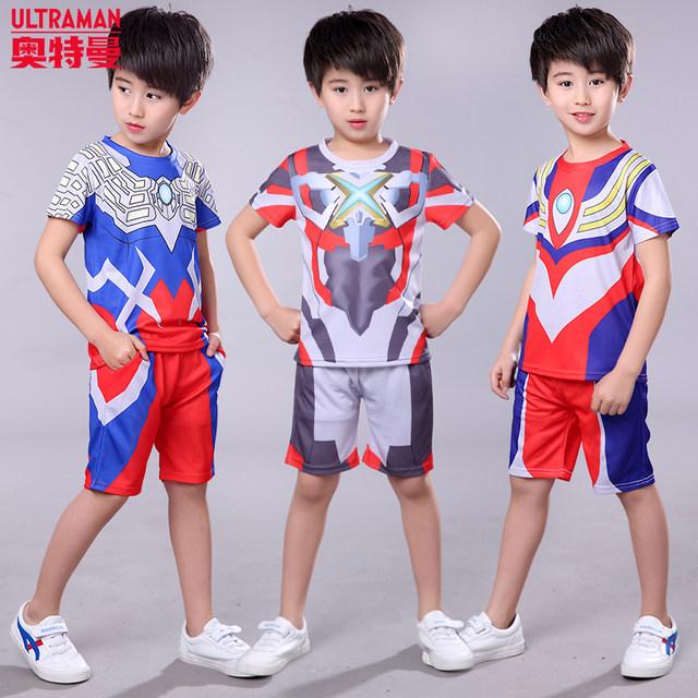 Genuine Ultraman clothes boys' sports suits summer sports short-sleeved ...