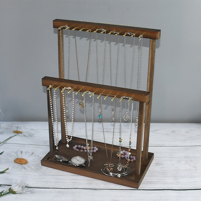 Walnut color double-layer necklace rack Buddhist beads and cultural ...