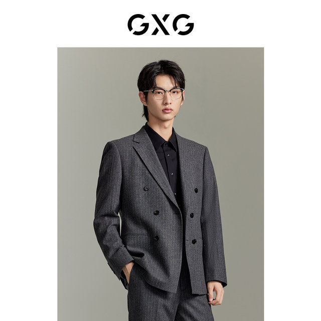 GXG Men's Wear Shopping Mall Same Style Double-breasted Slim Fit Suit 2023 Winter New Product ...