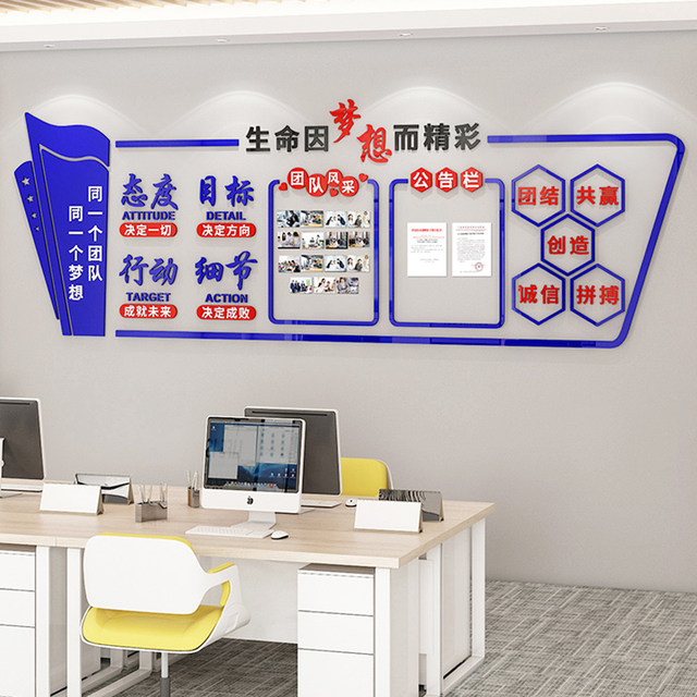 Corporate culture wall team style display wall office inspirational ...