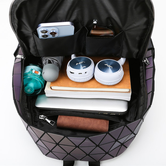 Laser rhombus backpack for men 2024 new fashion schoolbag for female ...