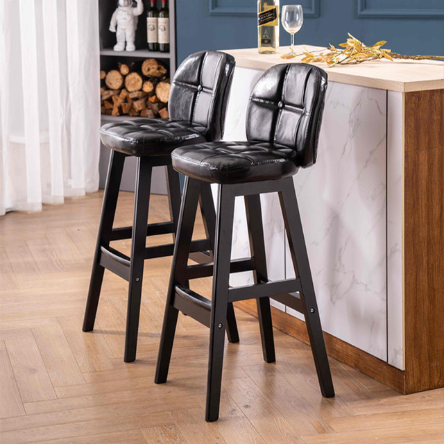 Solid wood bar chair modern minimalist high -side stool backbar chair ...