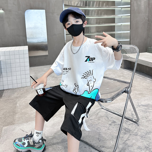 Trendy brand boys summer suit gradient color 2024 new medium and large ...