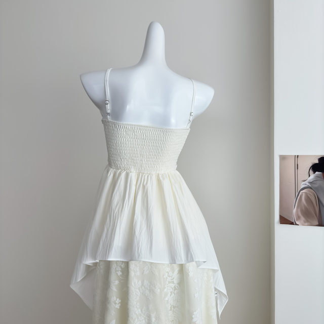 French pure sling vest top lace splicing skirt women's design dress ...