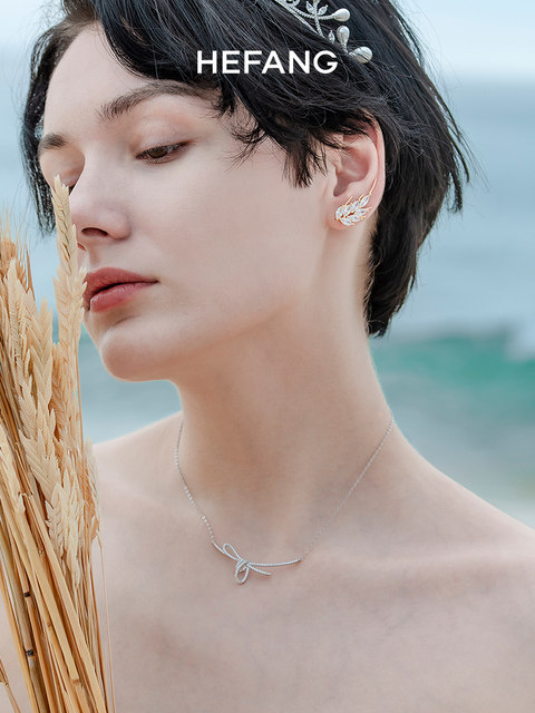 Hefang Ribbon Knot Collarbone Chain Bowknot Necklace Light Luxury High ...