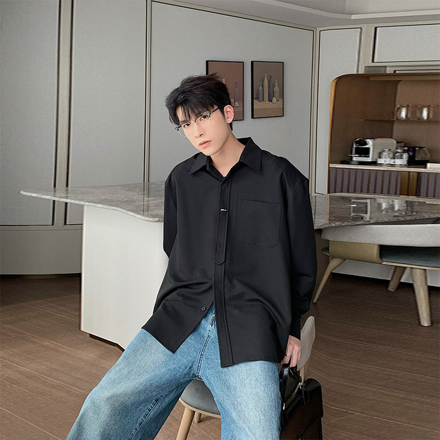 Hualun spring and autumn high-end casual shirt men's long-sleeved loose ...