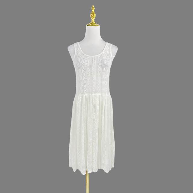 K1044 foreign trade new women's hollow lace vest skirt Korean mid ...