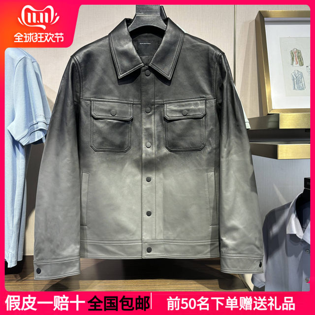 G Family Men's Autumn and Winter New Black -gray Gradm -changing Lamb Leather Templim Specup ...