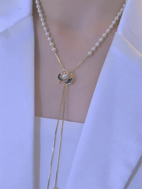Camellia Necklace, Feminine and Versatile Y-Shaped Clavicle Chain ...