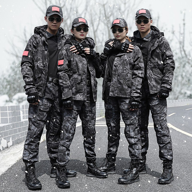 New outdoor autumn and winter velvet python pattern camouflage suit for ...