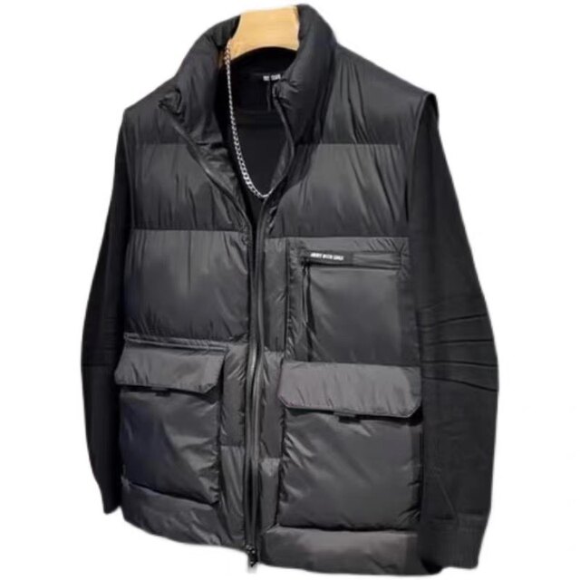 New winter down cotton vest men's workwear stand-up collar cotton waistcoat casual warm slim ...
