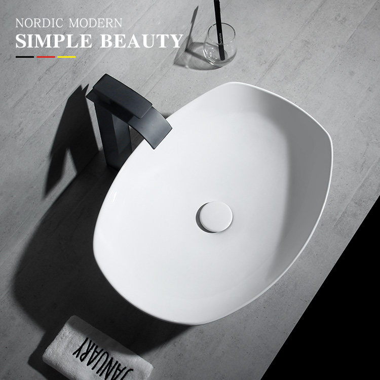 Ultra-Thin Designer Style Ceramic Countertop Basin for Hotel Club Washroom
