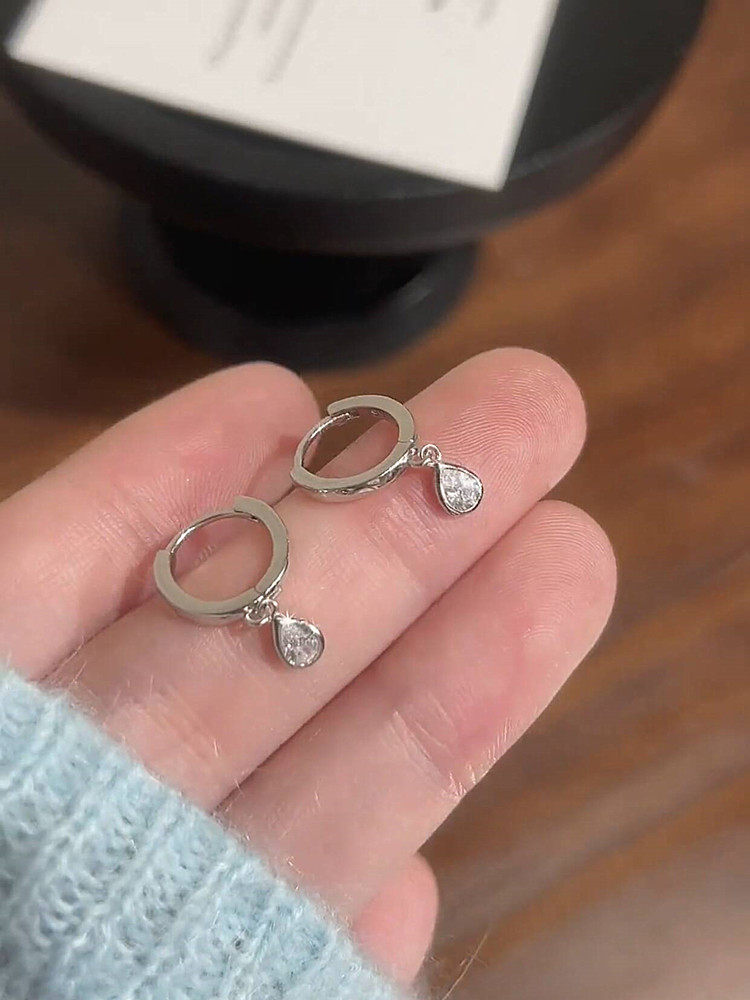 s925 silver needle earrings exquisite small water drop ear buttons for ...