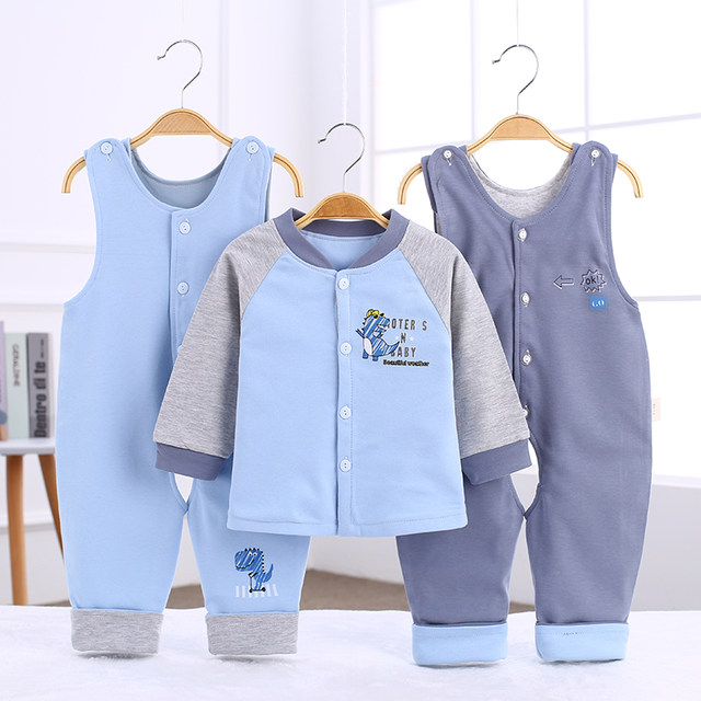 Baby overalls set for men and women, double-layer pure cotton jacket ...