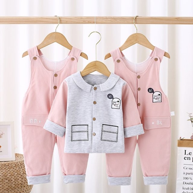 Baby overalls set for men and women, double-layer pure cotton jacket ...