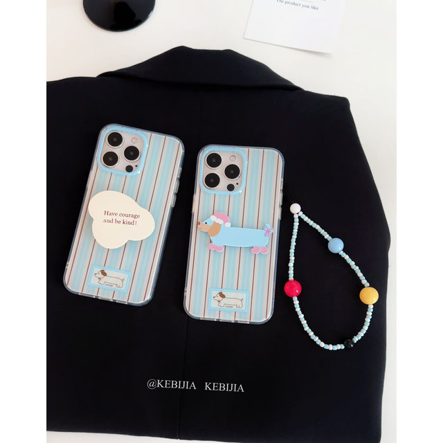 ins cute striped pajamas puppy anti-fall suitable for apple 14promax15 ...