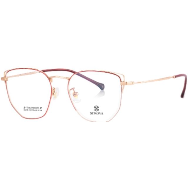 SEROVA SC106 Internet celebrity titanium alloy glasses frame with small cat ears, fashionable ...