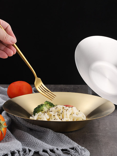 Thick stainless steel round water fruit plate home dishes Korean style ...