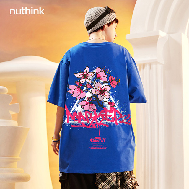 National trend nuthink trendy brand couples short-sleeved T-shirt men's ...