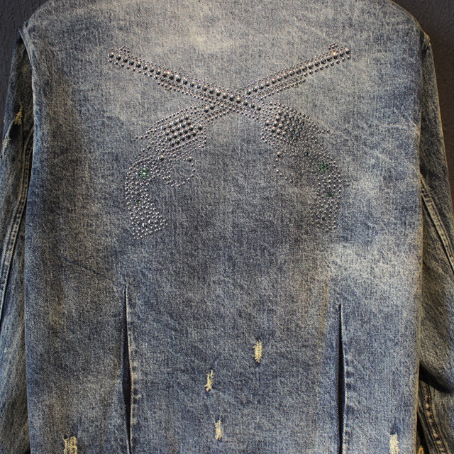 ROAR Double Gun Denim Jacket Swarovski Dark Style Casual Douyin ...