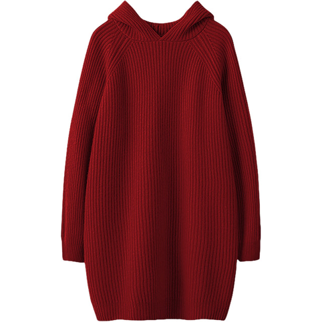 Winter Phoenix heavyweight pit strip hooded cashmere sweater dress ...