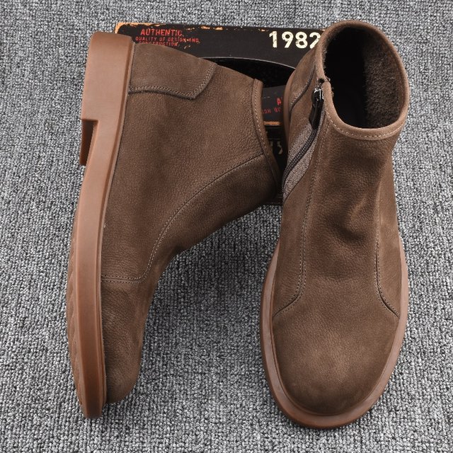 Foreign trade leather men's shoes autumn cowhide scrub soft leather ...