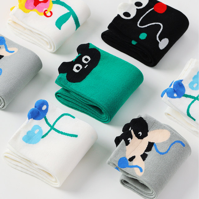 Jkn socks, middle socks, spring and autumn couples all -match INS cartoon socks cute sports trend