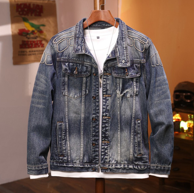 Workwear denim jacket men's trendy brand autumn and winter new American ...
