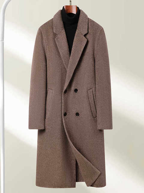 Boys' knee-length high-count wool coat, double-breasted woolen coat ...