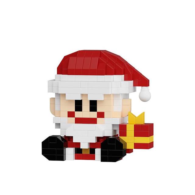 Santa Claus building blocks tiny particles assembled puzzle ornaments ...