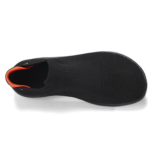 Large size wide toe shoes with one foot black mesh breathable step ...