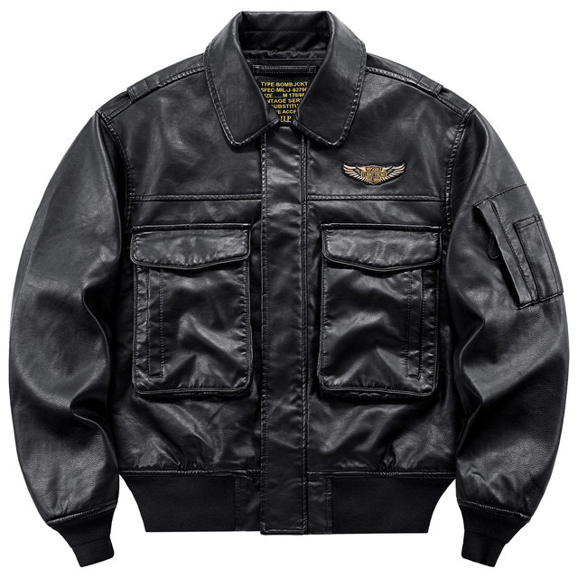 VIP American retro lapel bomber jacket men's loose motorcycle suit ...