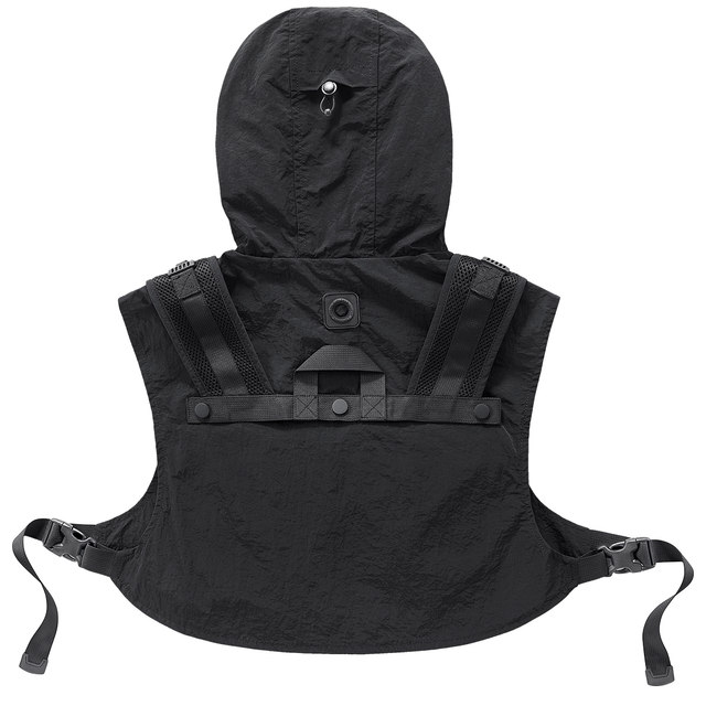 VIP functional style vest men's multi -pocket hooded and shoulder ...