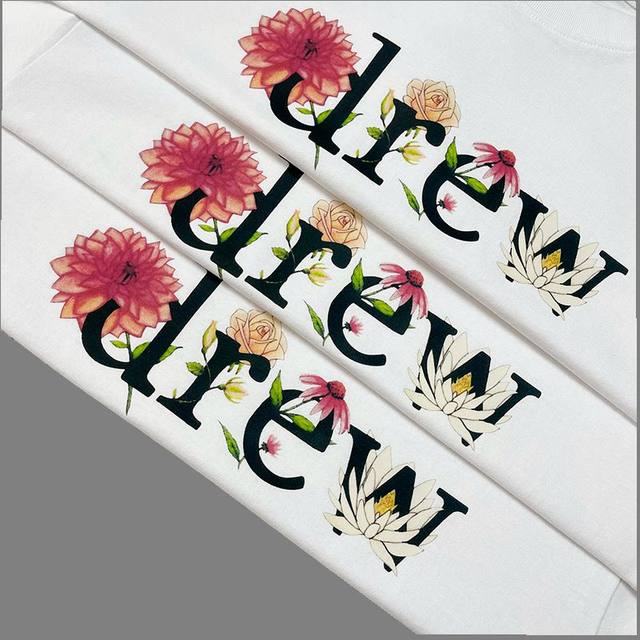 Drew letter flower short-sleeved T-shirt trendy brand European and ...