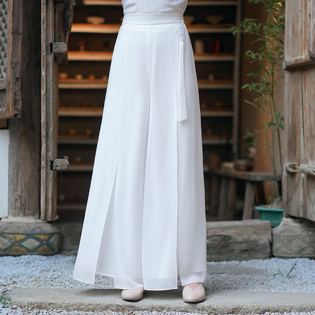 Chuchan New Chinese Wide-Legging Pants Summer New White All-match Loose ...