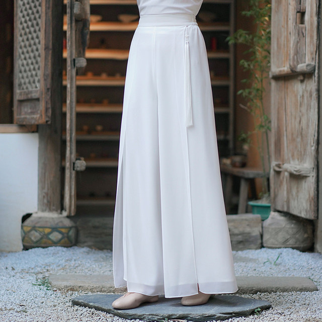 Chuchan New Chinese Wide-Legging Pants Summer New White All-match Loose ...