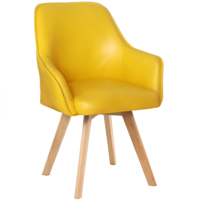 Solid wood computer chair Nordic chair stool back chair leather cushion ...
