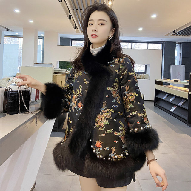 2024 new fur coat female winter imitation fox fox coat Chinese style ...