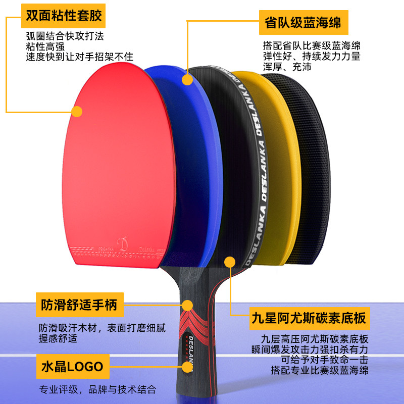 Table Tennis Racket - Professional Grade Single Shot Nine Star Penhold ...