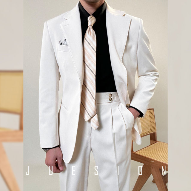 JUESION Italian Naples suit men's casual business slim fit wedding ...