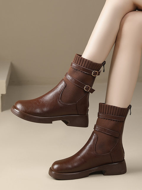 New versatile large size 41 women's boots and shoe special 2024 leather ...